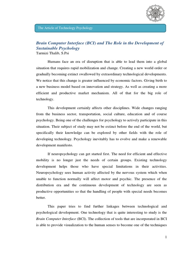 Brain Computer Interface Bci And The Rol Pdf Pdf Nervous System