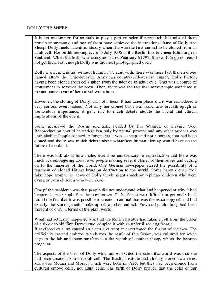 Dolly Sheep | PDF | Cloning | Reproduction
