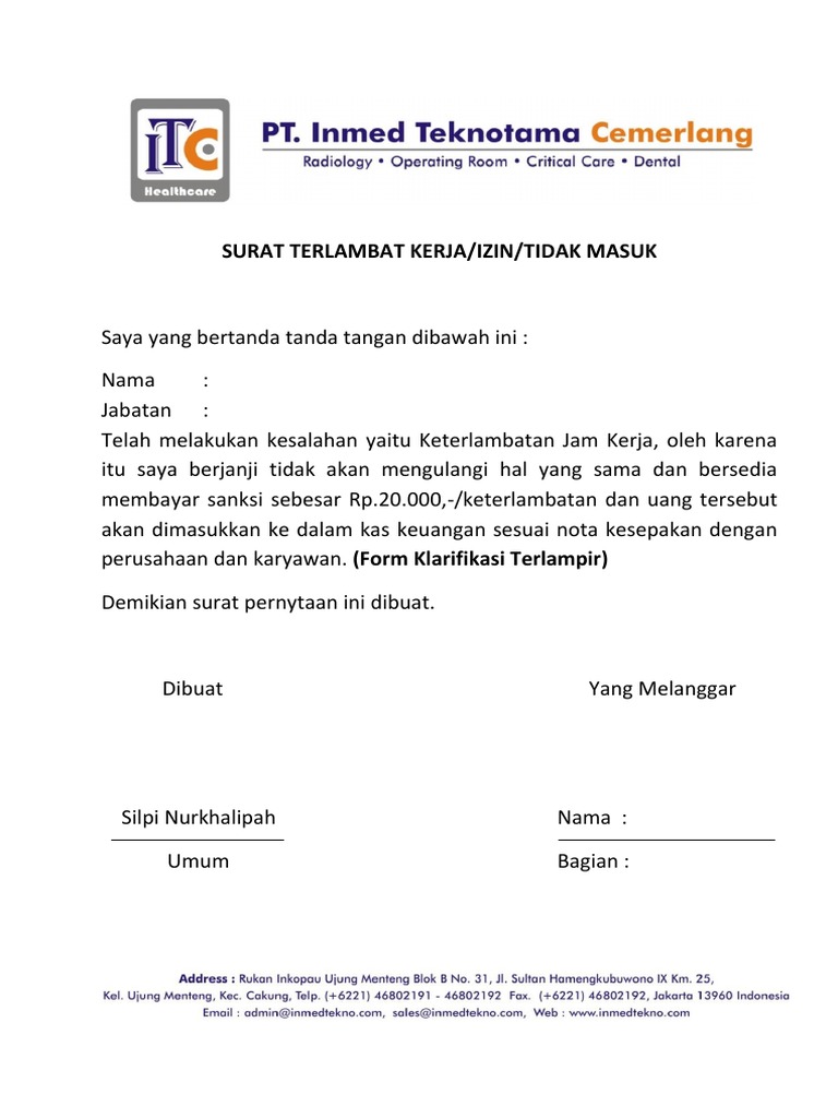 Form Terlambat Kerja | PDF