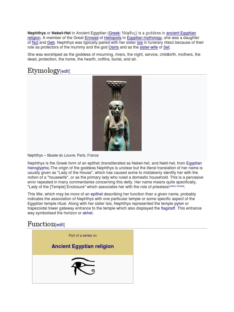 Etymology: Nephthys or Nebet-Het in Ancient Egyptian ( | PDF | Isis ...