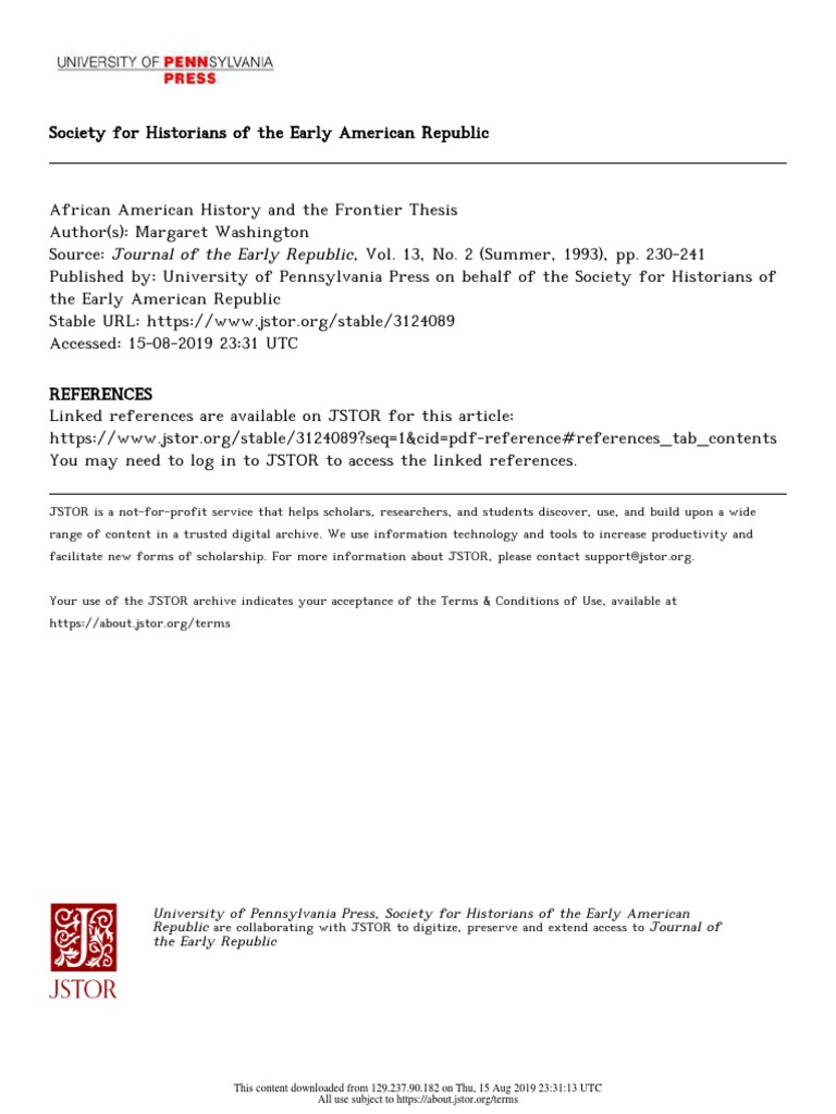 African American History and The Frontier Thesis | PDF | American ...