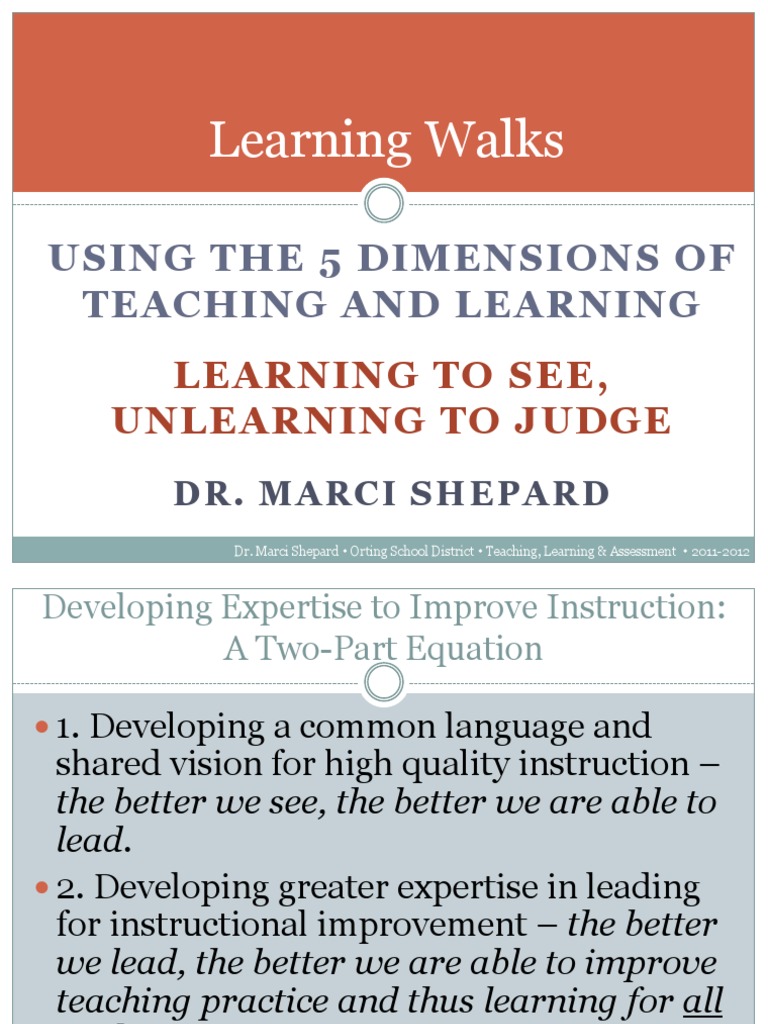 Learning Walks: Using The 5 Dimensions of Teaching and Learning | PDF ...