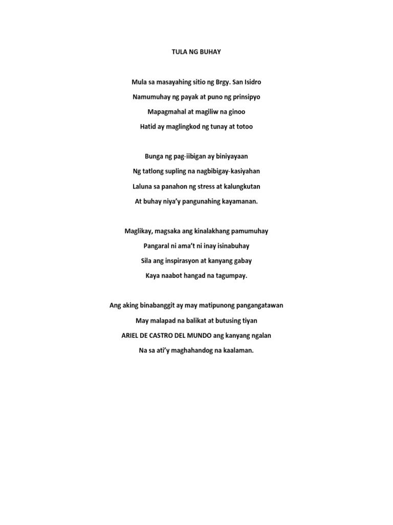 Tula NG Buhay | PDF