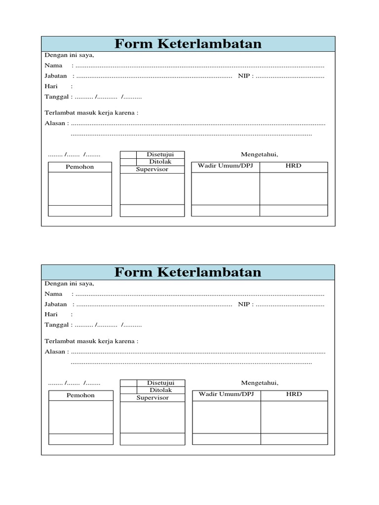 Form Keterlambatan | PDF