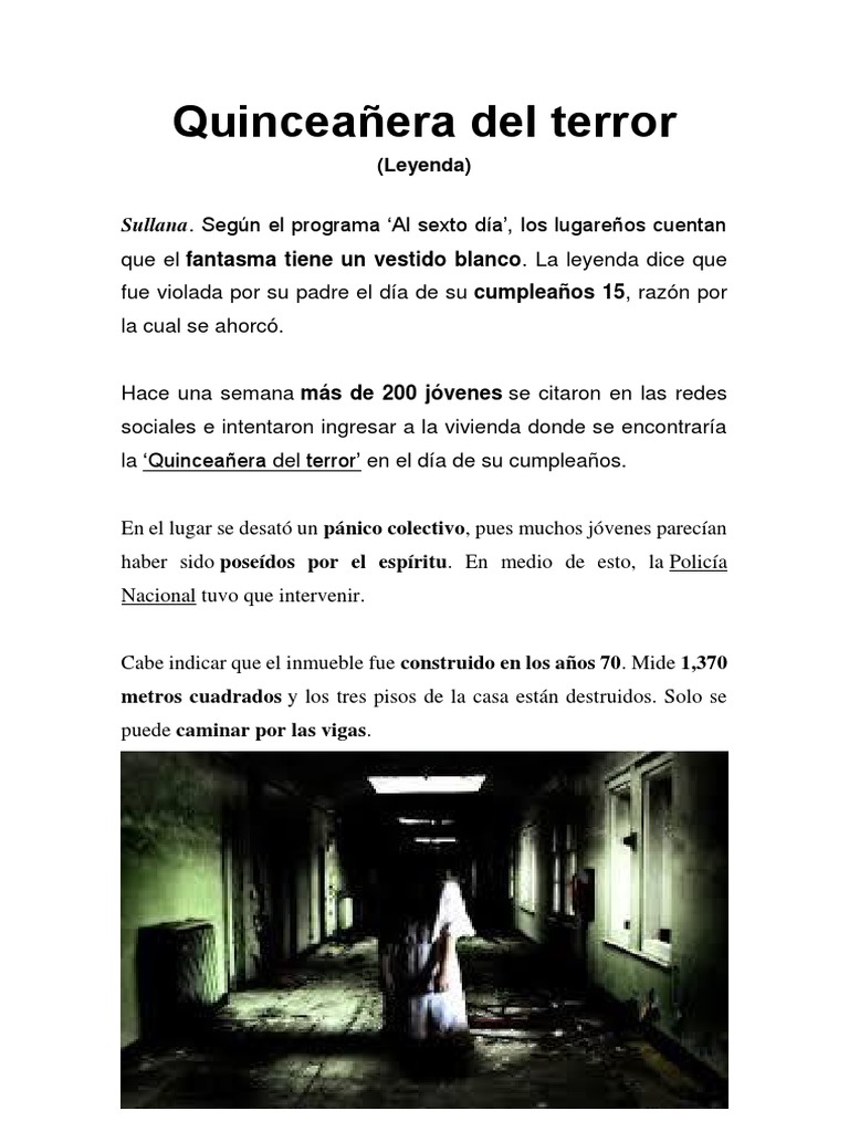 La leyenda de la Quinceañera del terror causa pánico entre los jóvenes ...