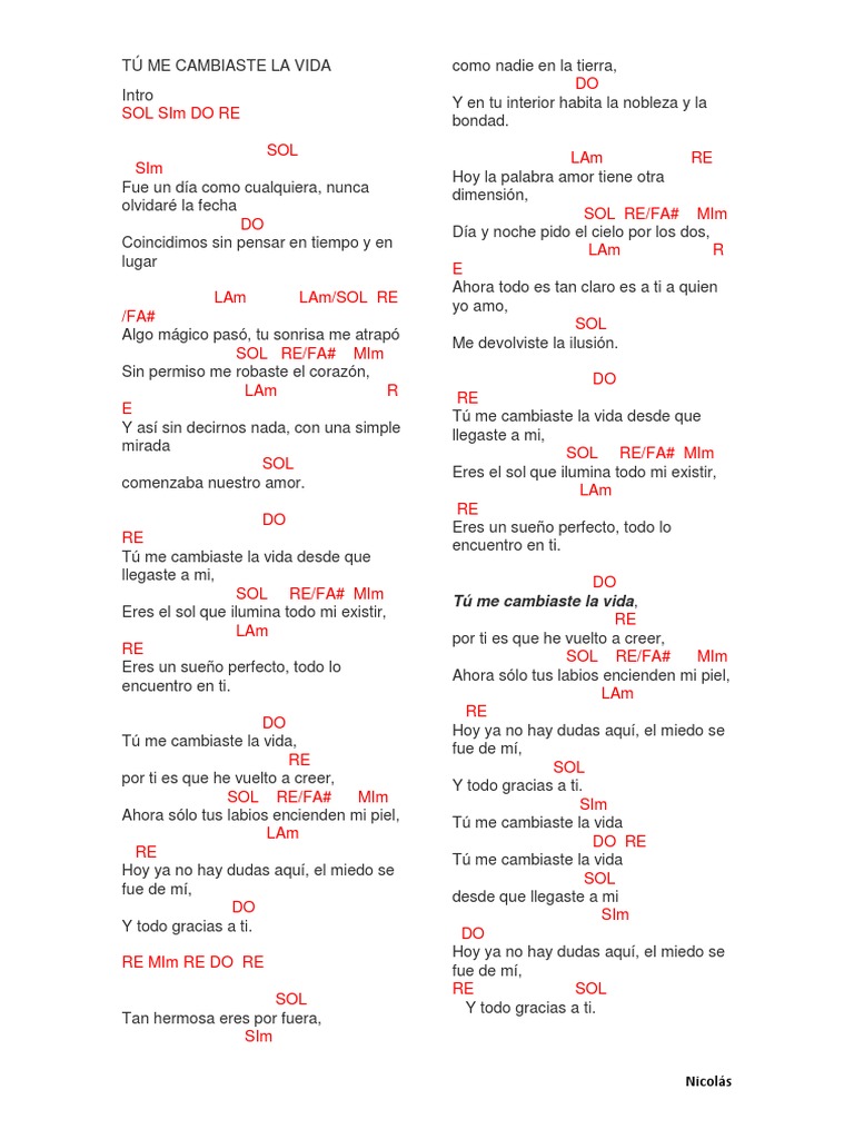 Tu Me Cambiaste La Vida | PDF
