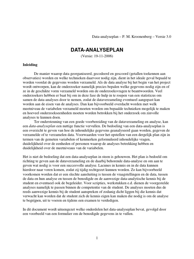 Data Analysis Plan Version 3 | PDF