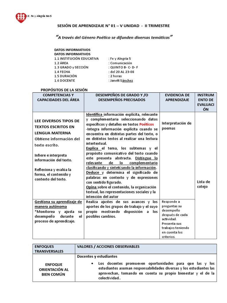 Sesión O1-El Género Poético | PDF | Información | Poesía