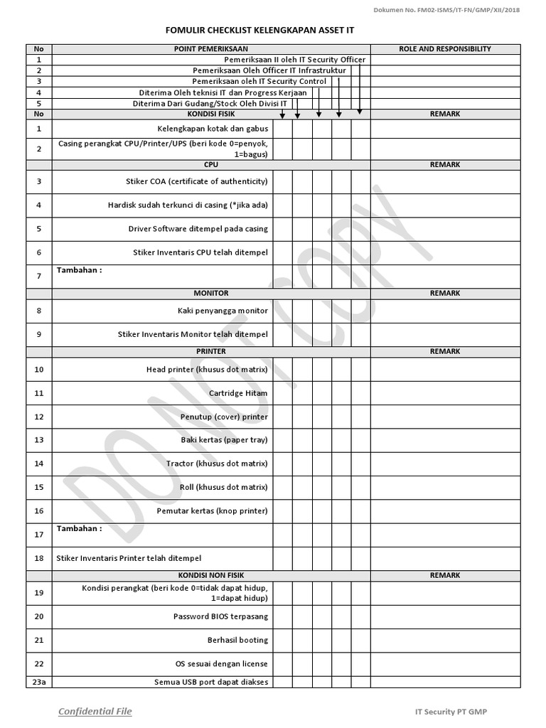 ASSET MANAGEMENT CHECKLIST | PDF