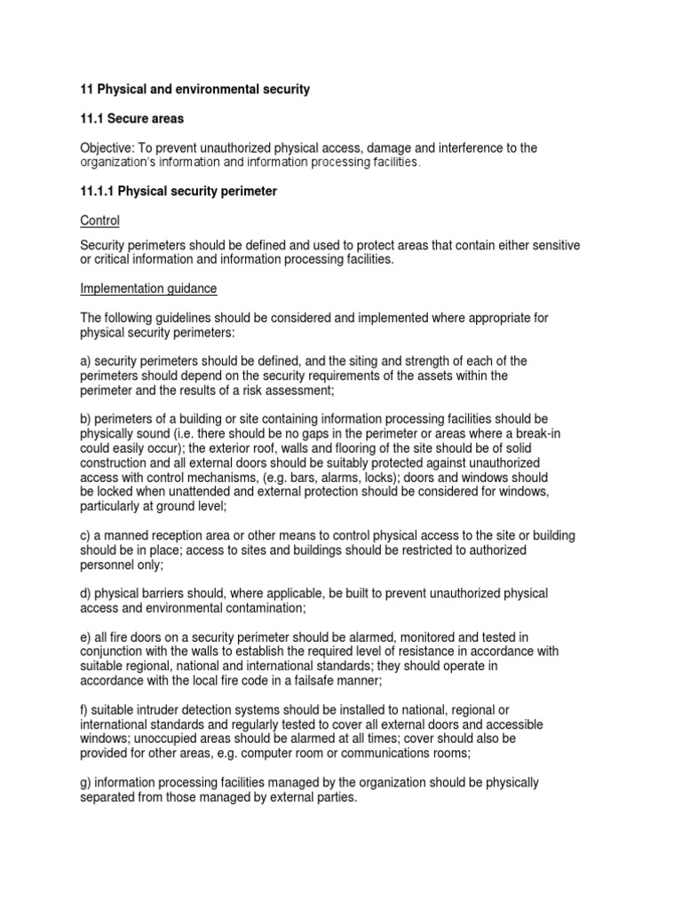 11 Physical and Environmental Security | PDF | Physical Security ...