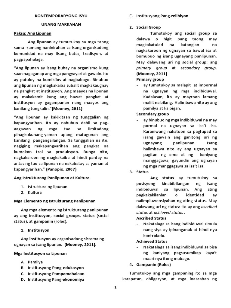 Ap 10 Modyul 1 | PDF