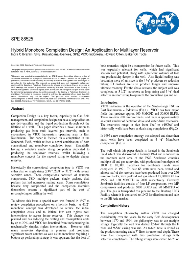 SPE 88525 Hybrid Monobore Completion Design: An Application for ...