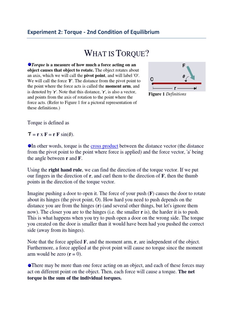 Experiment 2 - Blog Draft | PDF | Torque | Force