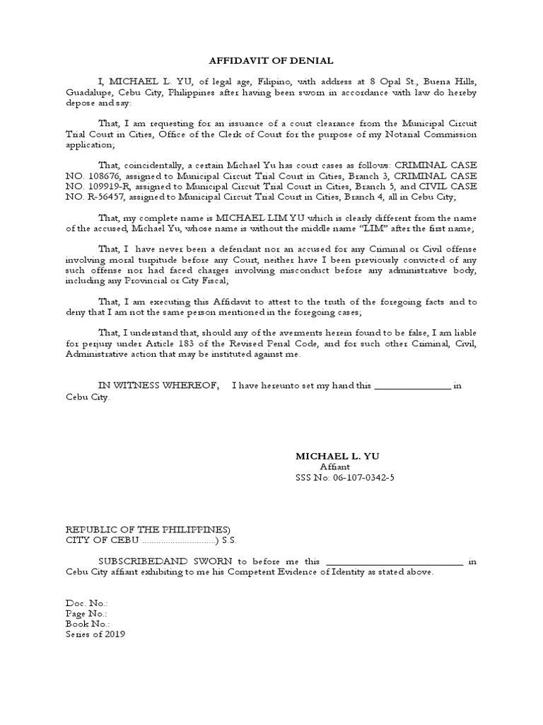 Affidavit of Denial | PDF