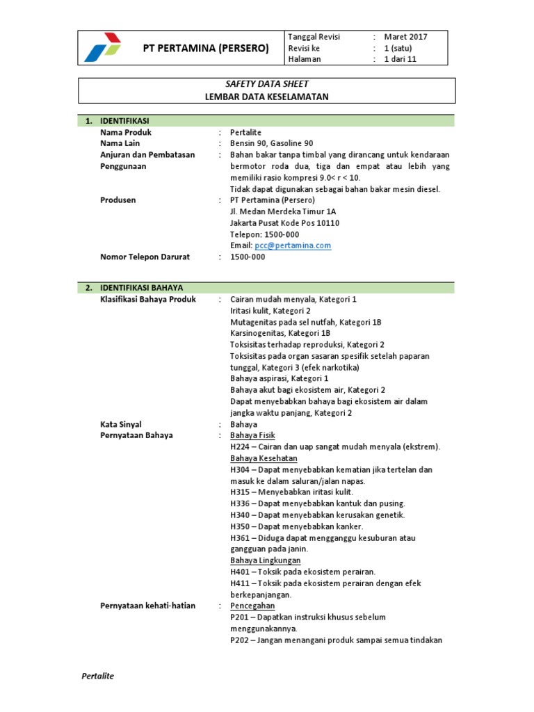 SDS Pertalite | PDF