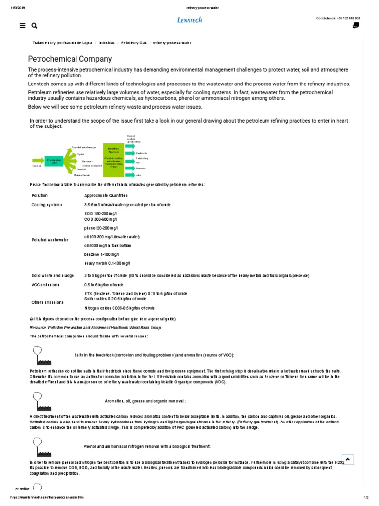 Refinery Process Water | PDF | Oil Refinery | Sewage Treatment