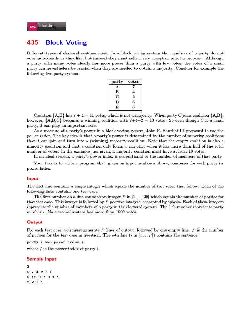 Block Voting: Party Votes | PDF | Theoretical Computer Science ...