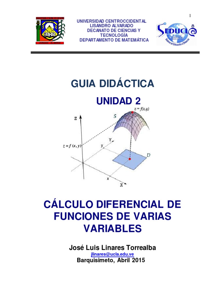 Guía para Estudio de Funciones de Varias Variables | PDF | Función (Matemáticas) | Curva