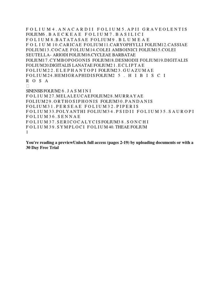 Comprehensive Folium Plant List | PDF