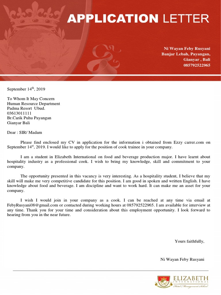 Aplication Letter | PDF