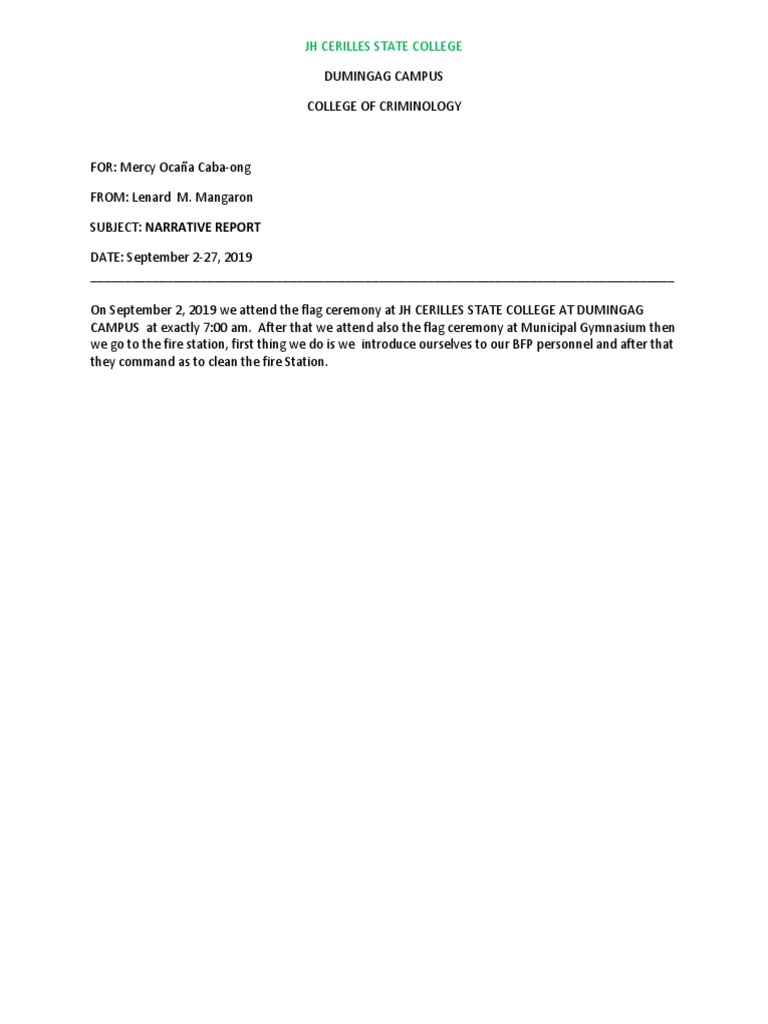 Narrative Report on Fire Station Visit | PDF | Social Science