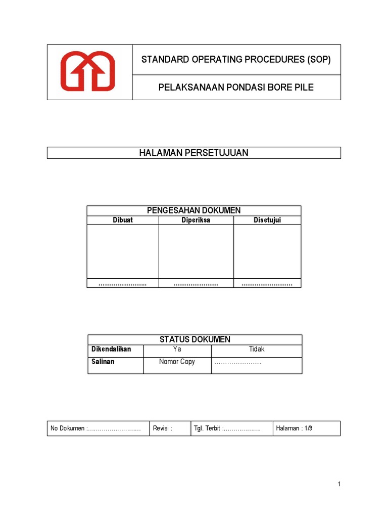SOP Pelaksanaan Pondasi Bore Pile | PDF