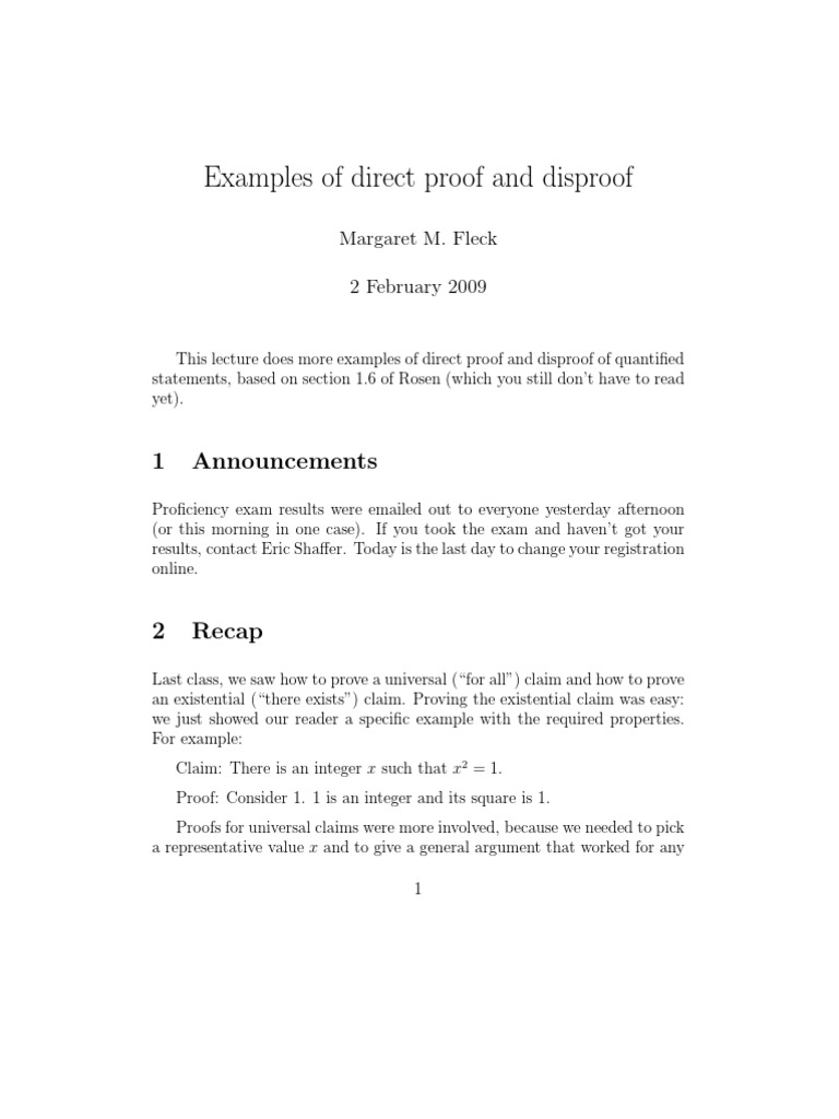 Chap1 Direct Proofs | PDF | Mathematical Proof | Integer