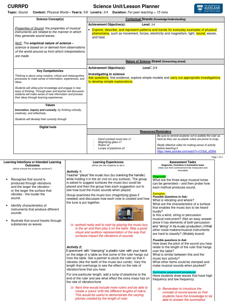 Annotated Lesson Planning Template - Science - Olivia Chrisp | Download ...