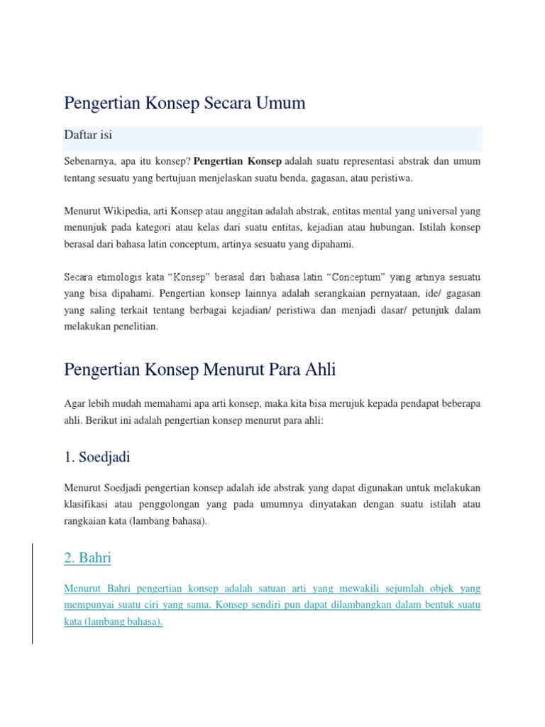 Pengertian Konsep Secara Umum | PDF