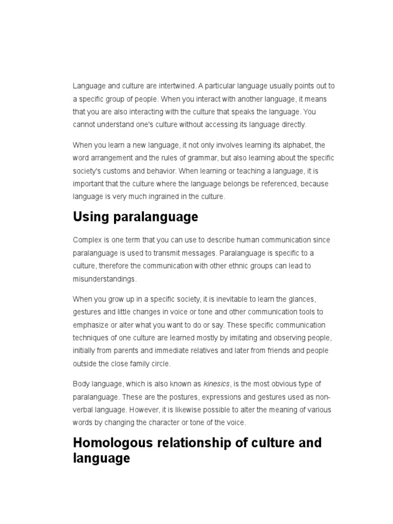 Language and Culture Interconnection | PDF | Communication | Speech