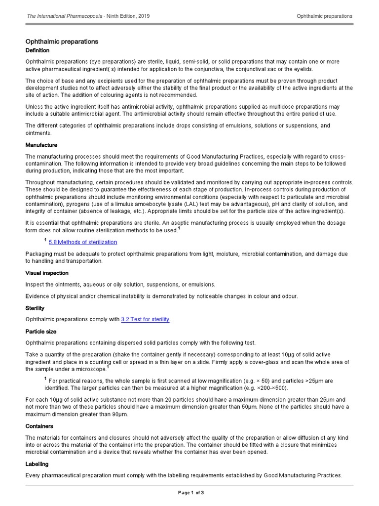 Ophthalmic Preparations Guide | PDF | Topical Medication | Emulsion