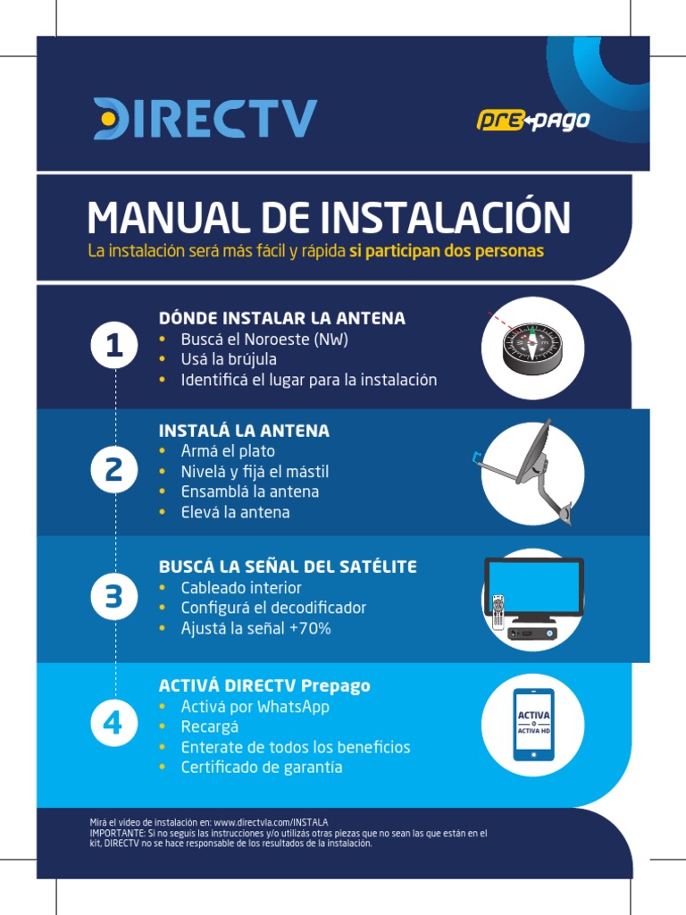 Original DIRECTV Manual Autointalación Agosto | PDF | Televisión via ...