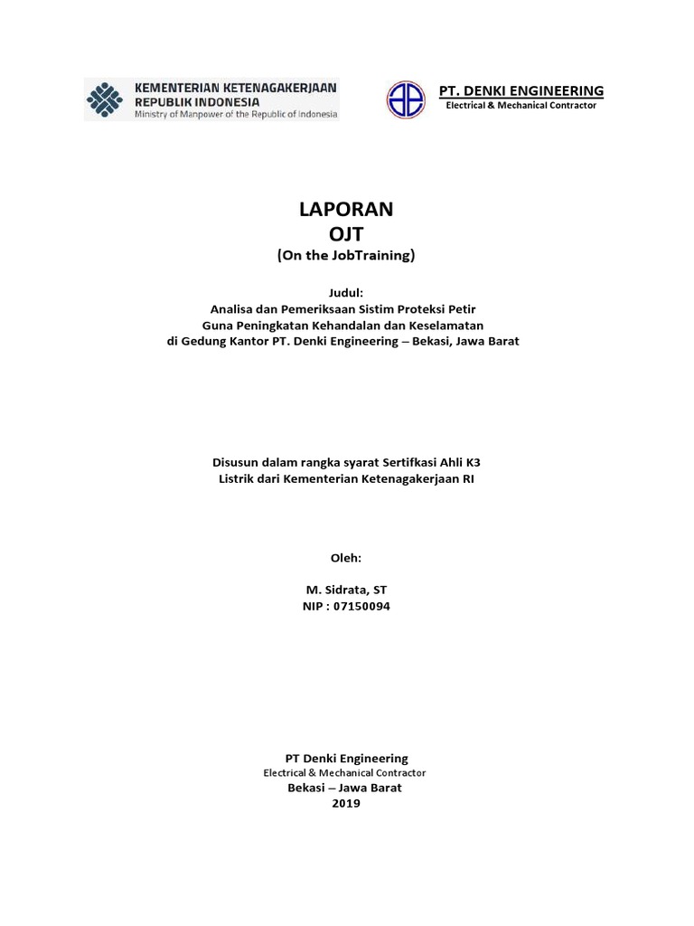 Laporan OJT AK3L Proteksi Petir | PDF | Bisnis | Komputer