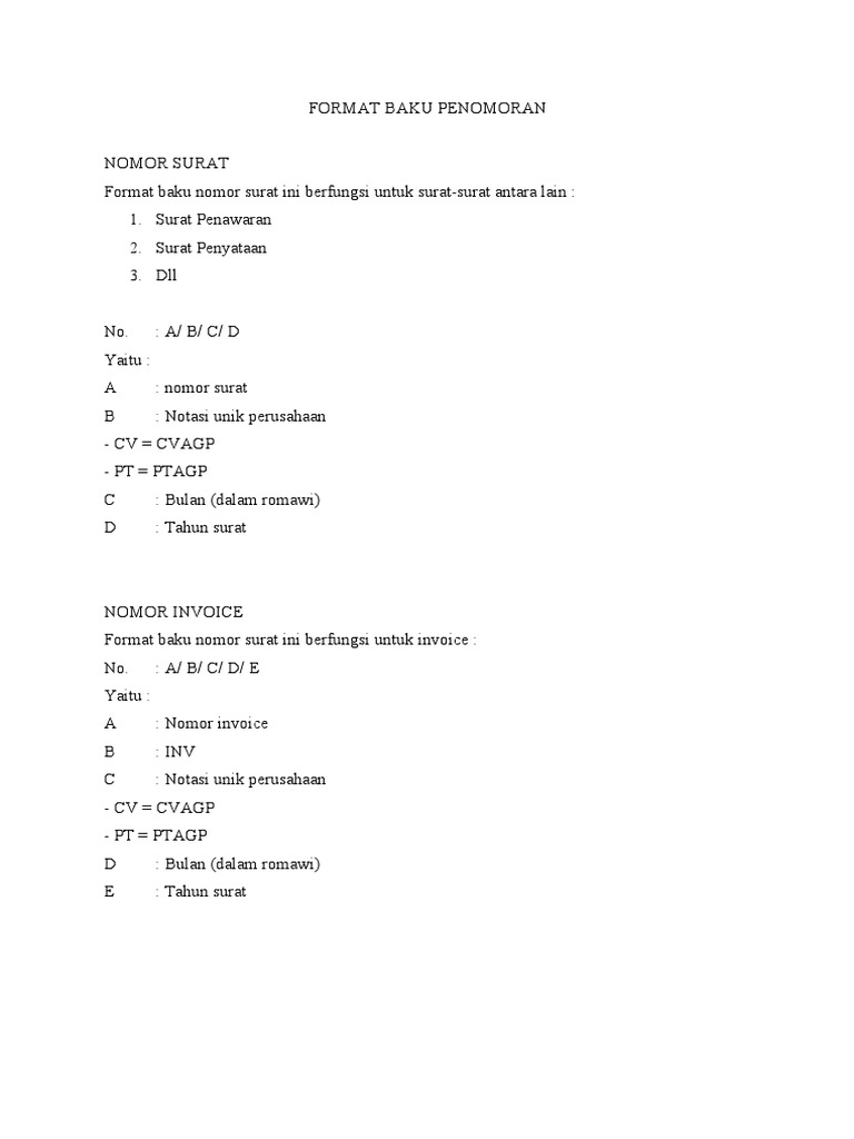 Format Baku Penomoran PDF | PDF