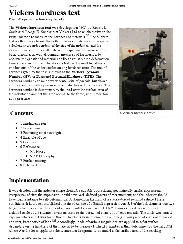 Vicker's Test For Hardness | PDF | Chemical Product Engineering ...