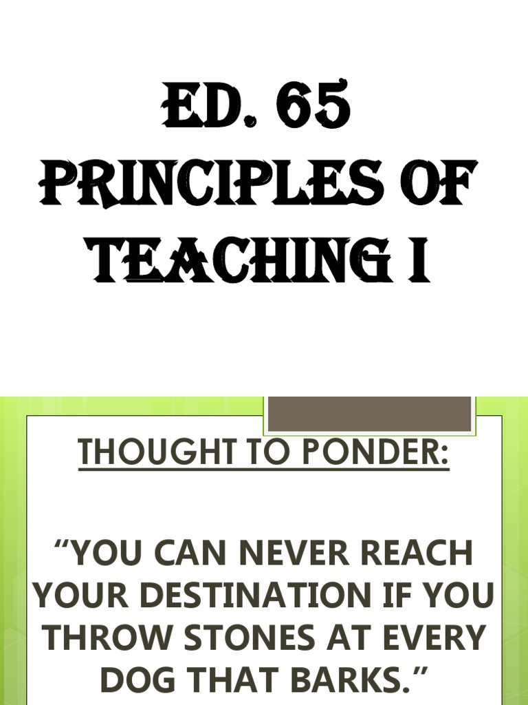 Principles of Effective Teaching | PDF | Understanding | Child Development