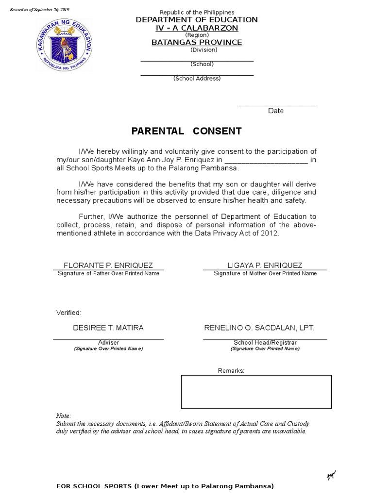 Edited2020 Parents Consent Revised 2 1 | PDF | Privacy | Public Sphere