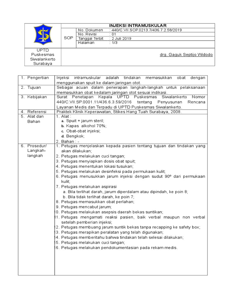 6 Sop Injeksi Intramuskular | PDF | Sains & Matematika