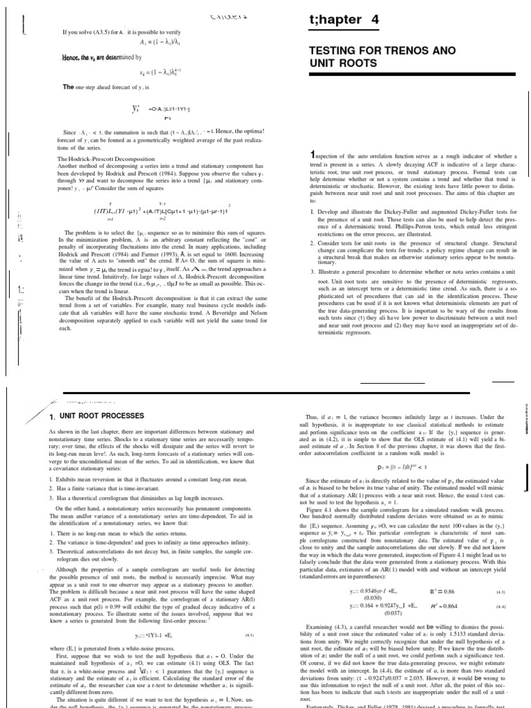 Unit Root Tests and Time Series Analysis | PDF | Regression Analysis ...