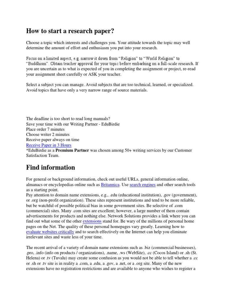 How To Start A Research Paper?: Receive Paper in 3 Hours | PDF ...