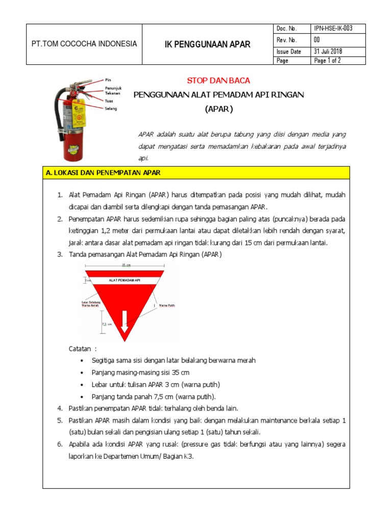 Ipn Hse Ik 003 Ik Penggunaan Apar | PDF