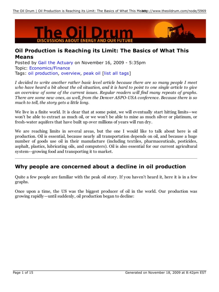 Oil Production at Its Limit: Understanding the Basics of How Declining ...