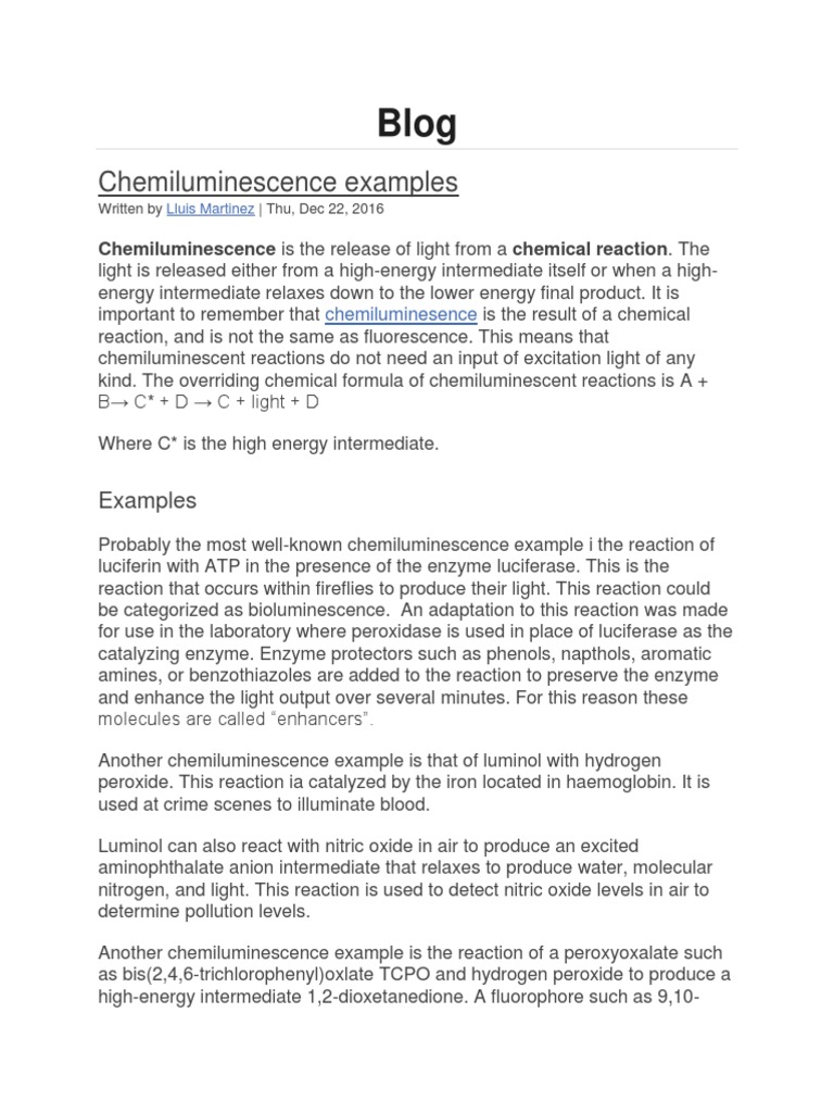 Chemiluminescence Examples | PDF | Immunoassay | Chemistry