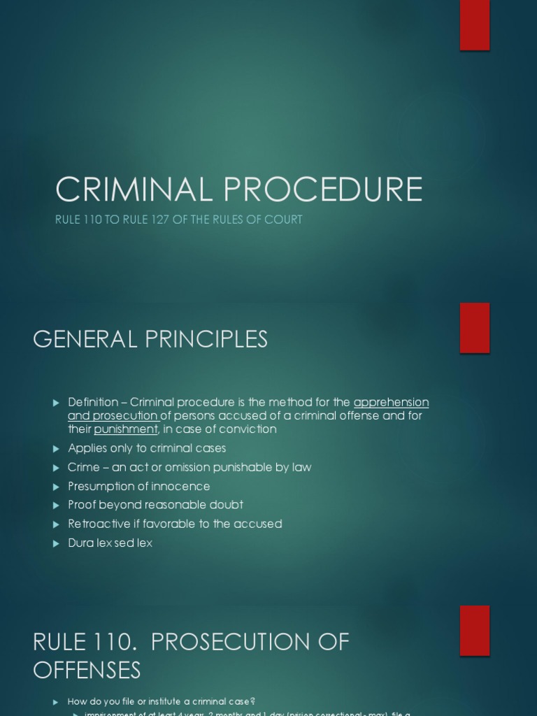 Criminal Procedure: Rule 110 To Rule 127 of The Rules of Court | PDF ...