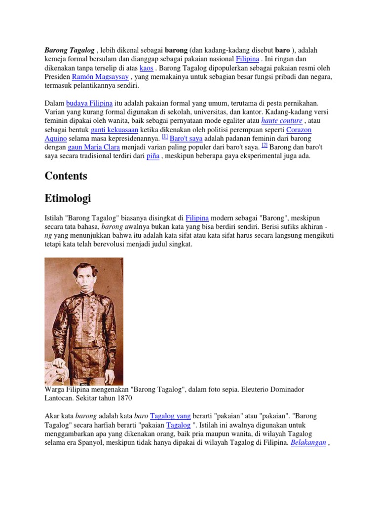 Barong Tagalog | PDF