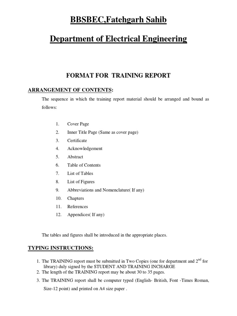 BBSBEC, Fatehgarh Sahib Department of Electrical Engineering: Format ...