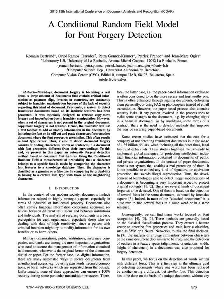 A Conditional Random Field Model | PDF | Typefaces | Optical Character ...