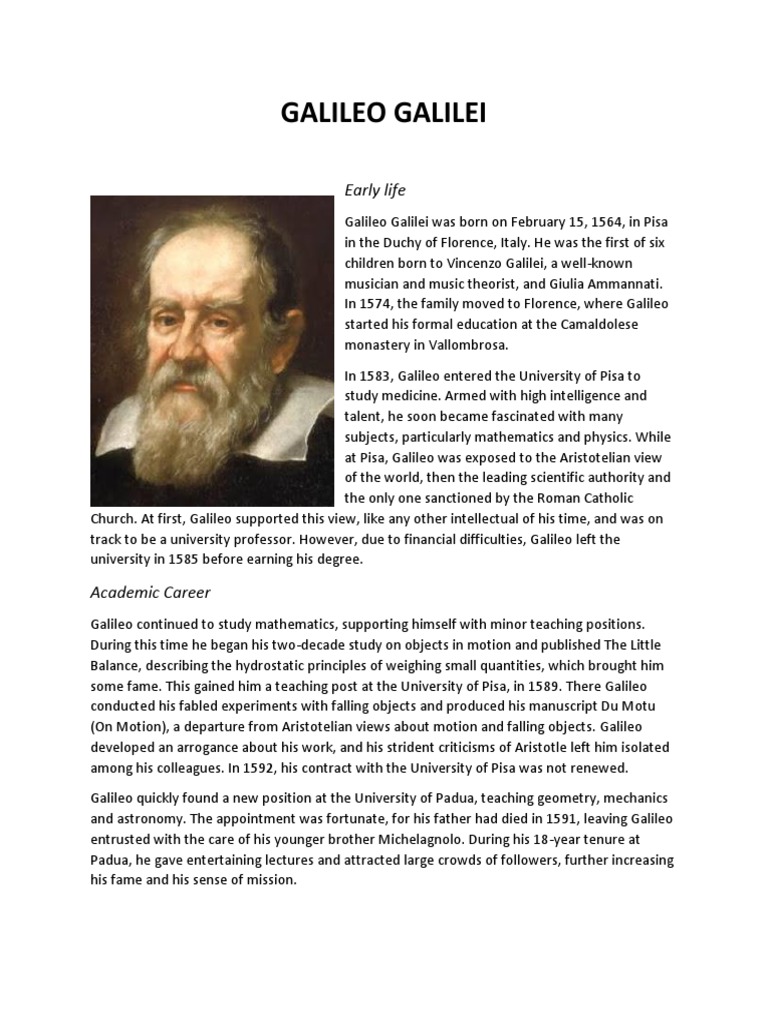 Galileo Galilei: Early Life | PDF | Galileo Galilei | Heliocentrism