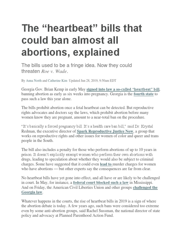 The "Heartbeat" Bills That Could Ban Almost All Abortions, Explained ...