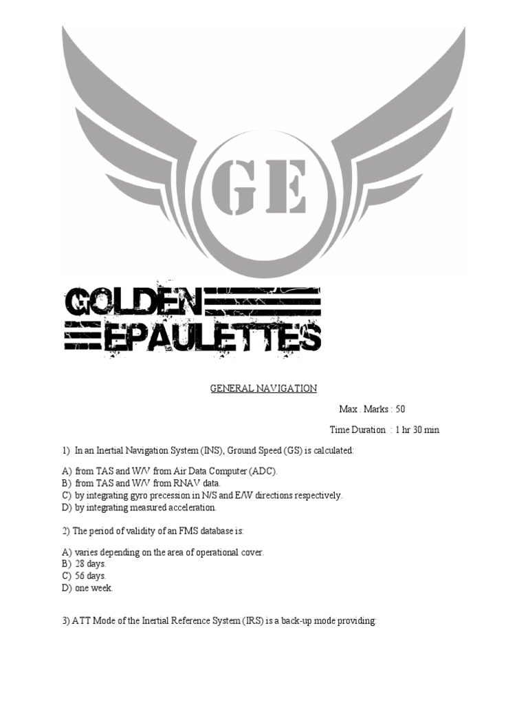 General Navigation Practice Test | PDF | Compass | Longitude